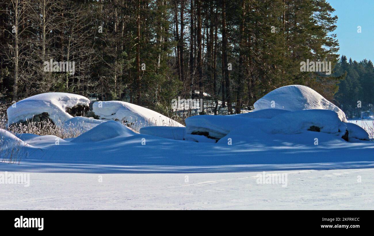 Erratic boulders. South of Savolanniemi, Kuopio, Finland, 2018-04-01 10 ...