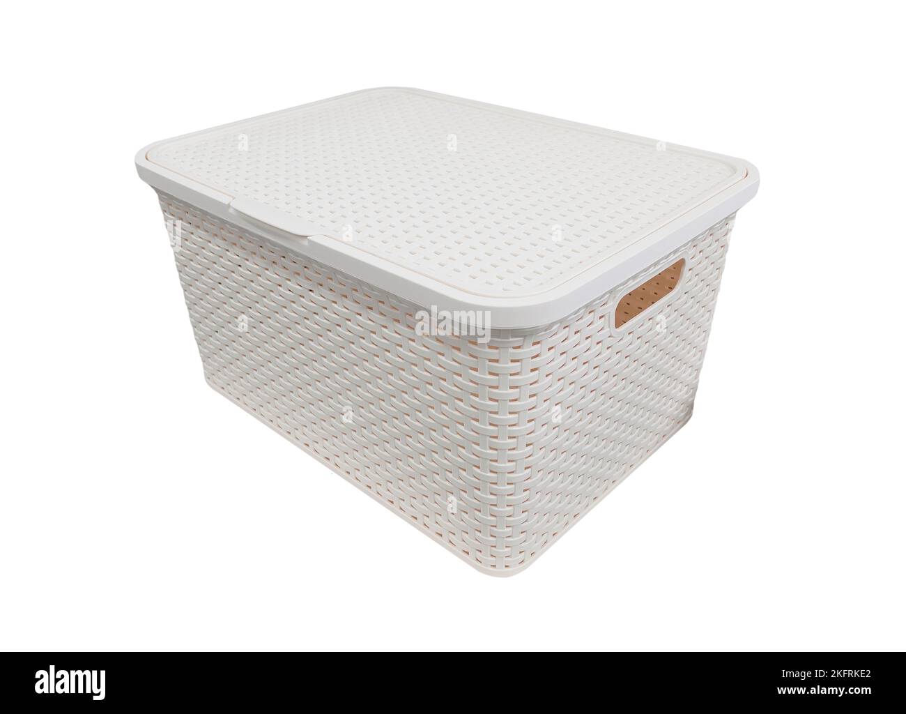 White plastic storage box isolated on white background. Plastic box ...