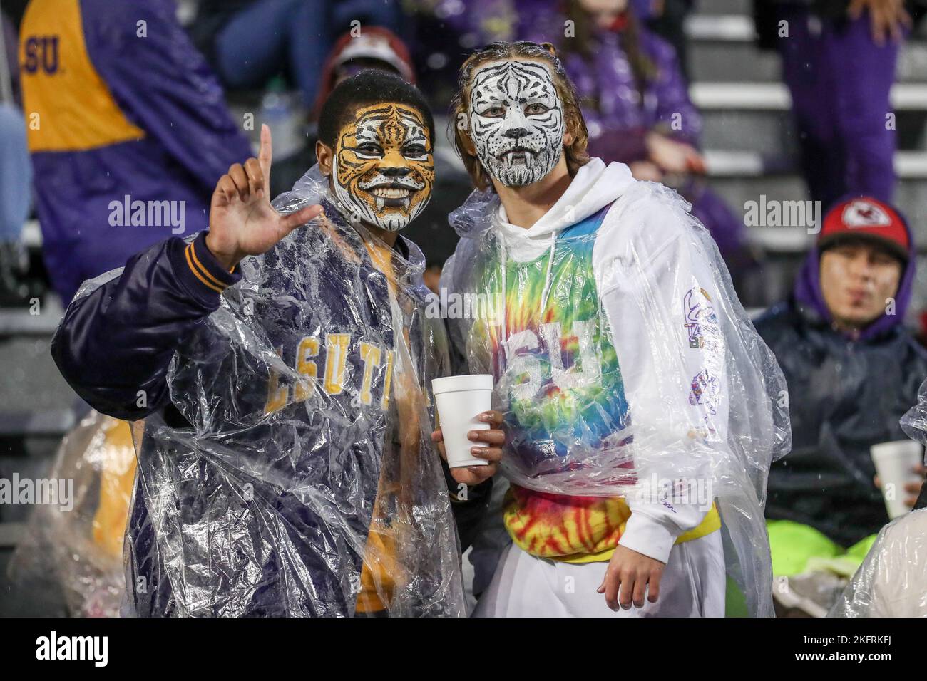 Baton Rouge, LA, USA. 19th Nov, 2022. A pair of face painted LSU fans ...