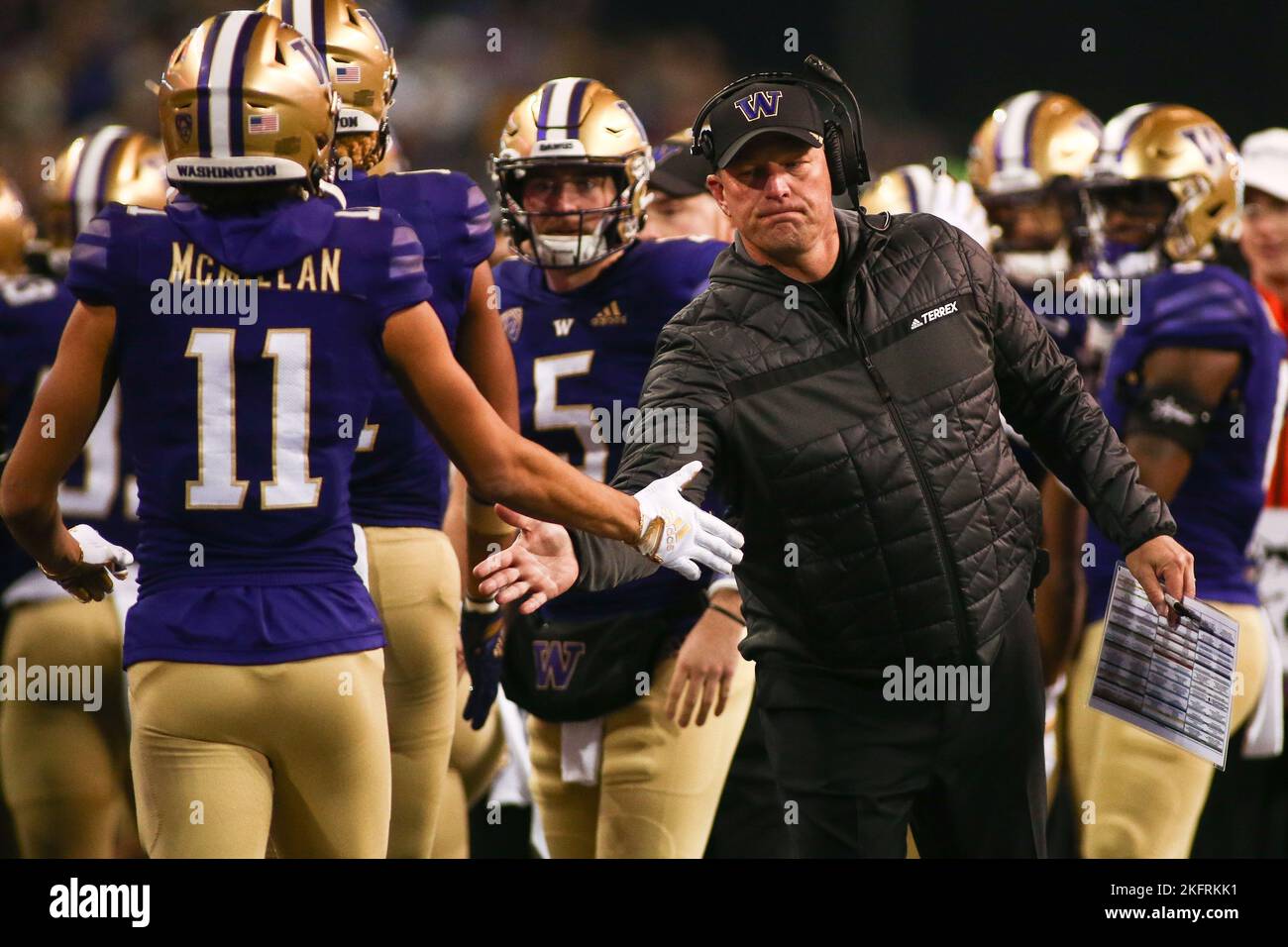 November 19, 2022: Washington Huskies head coach Kalen DeBoer high ...