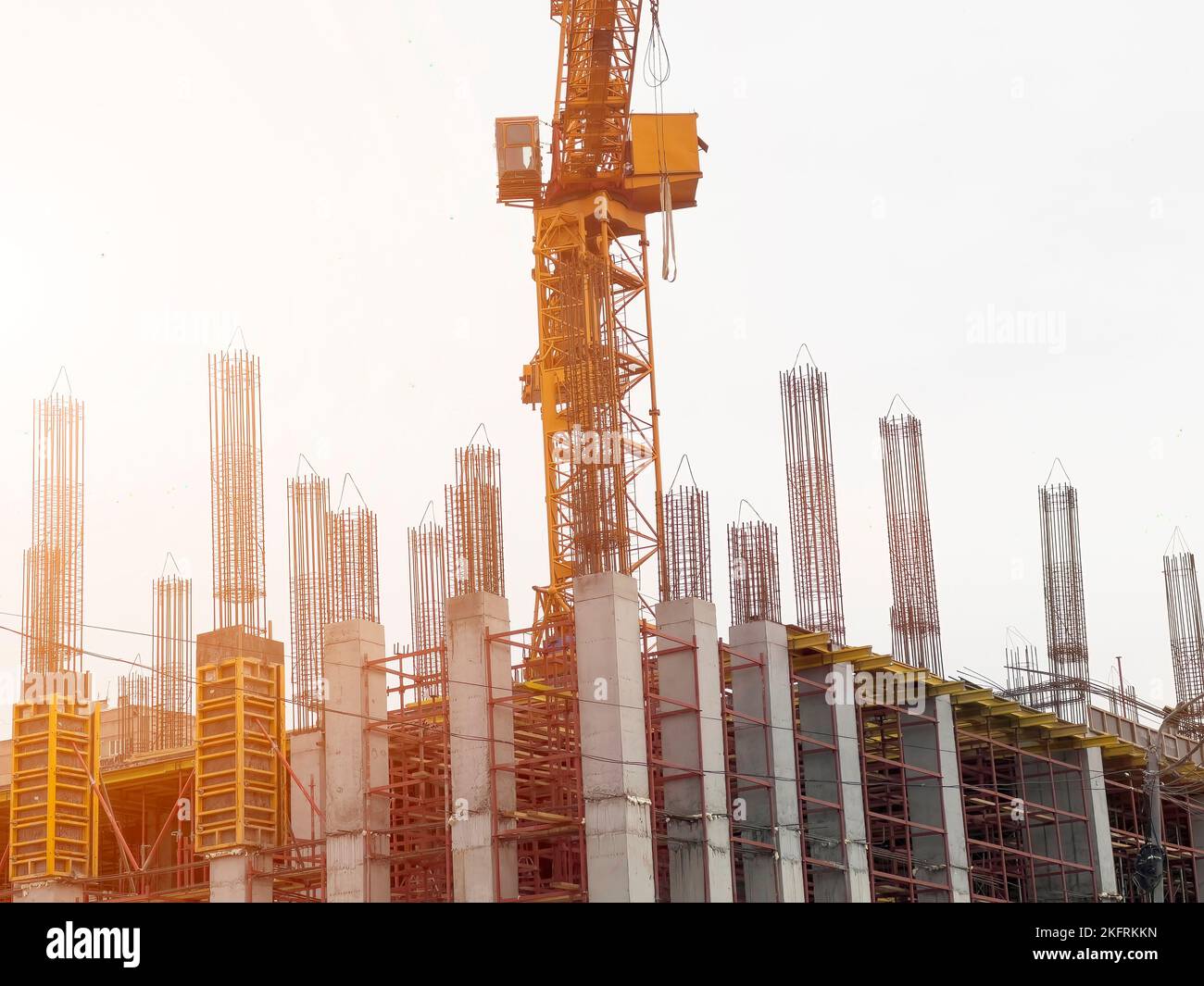 Construction of residential building. Wall of unfinished building ...