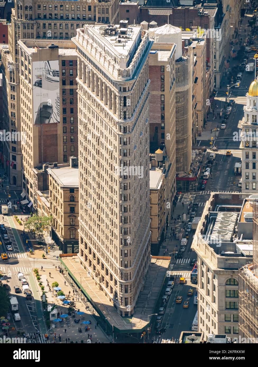 Aerial view of Flatiron building and New York City skyline at New York ...