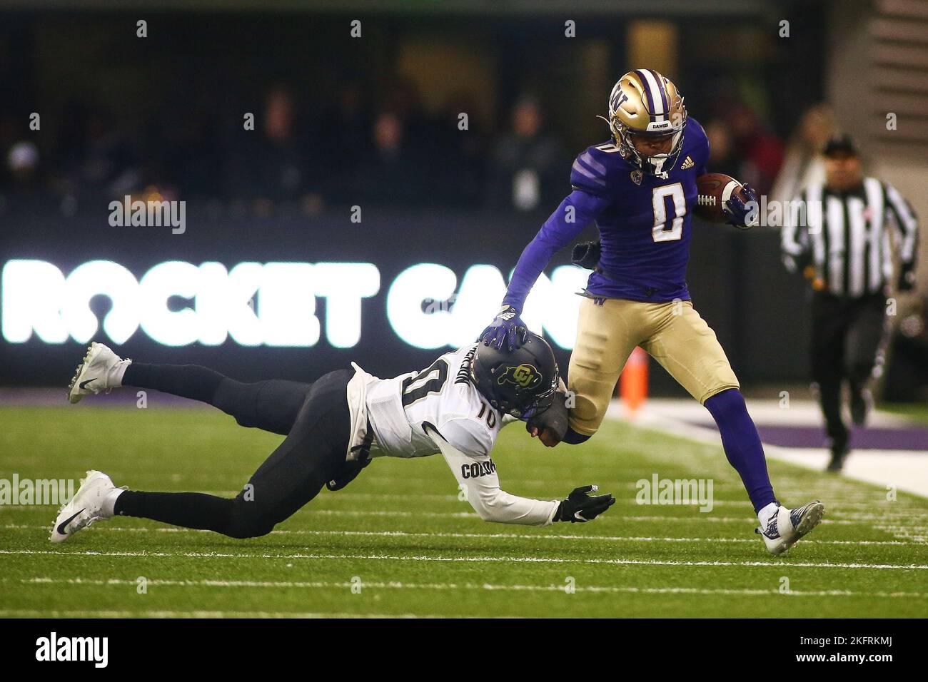 November 19, 2022: Washington Huskies Giles Jackson (0) returns a ...
