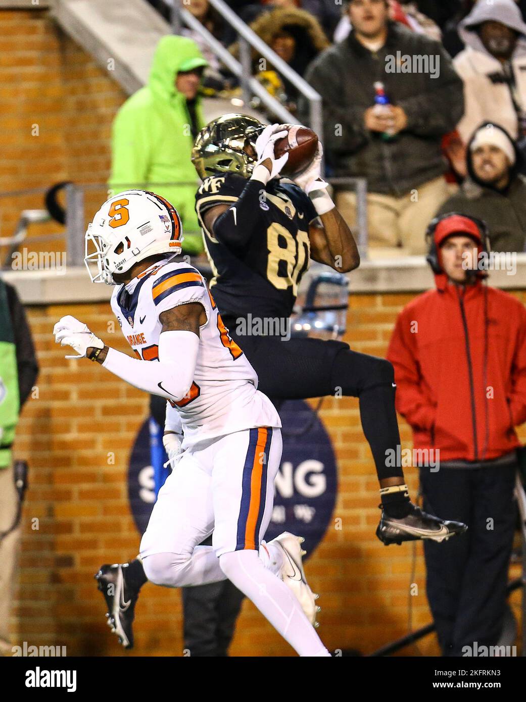 November 19, 2022: Wake Forest sophomore Jahmal Banks (80) has in catch ...