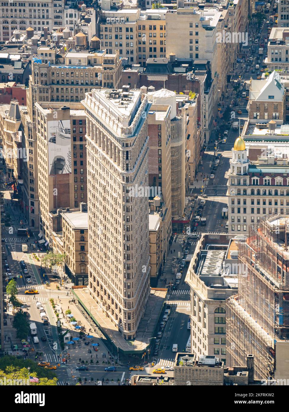 Aerial view of Flatiron building and New York City skyline at New York ...