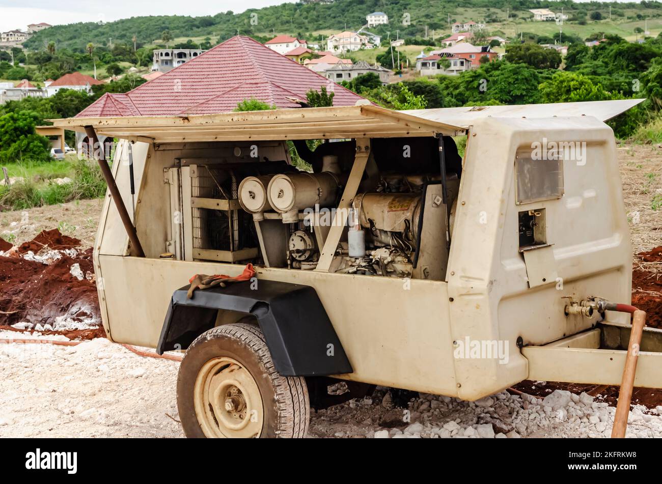 Open compressor on Road Construction Site Stock Photo - Alamy