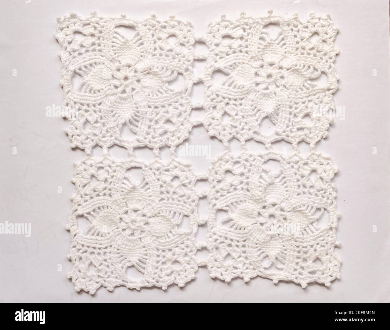 Crochet Motifs On White Background Stock Photo - Alamy