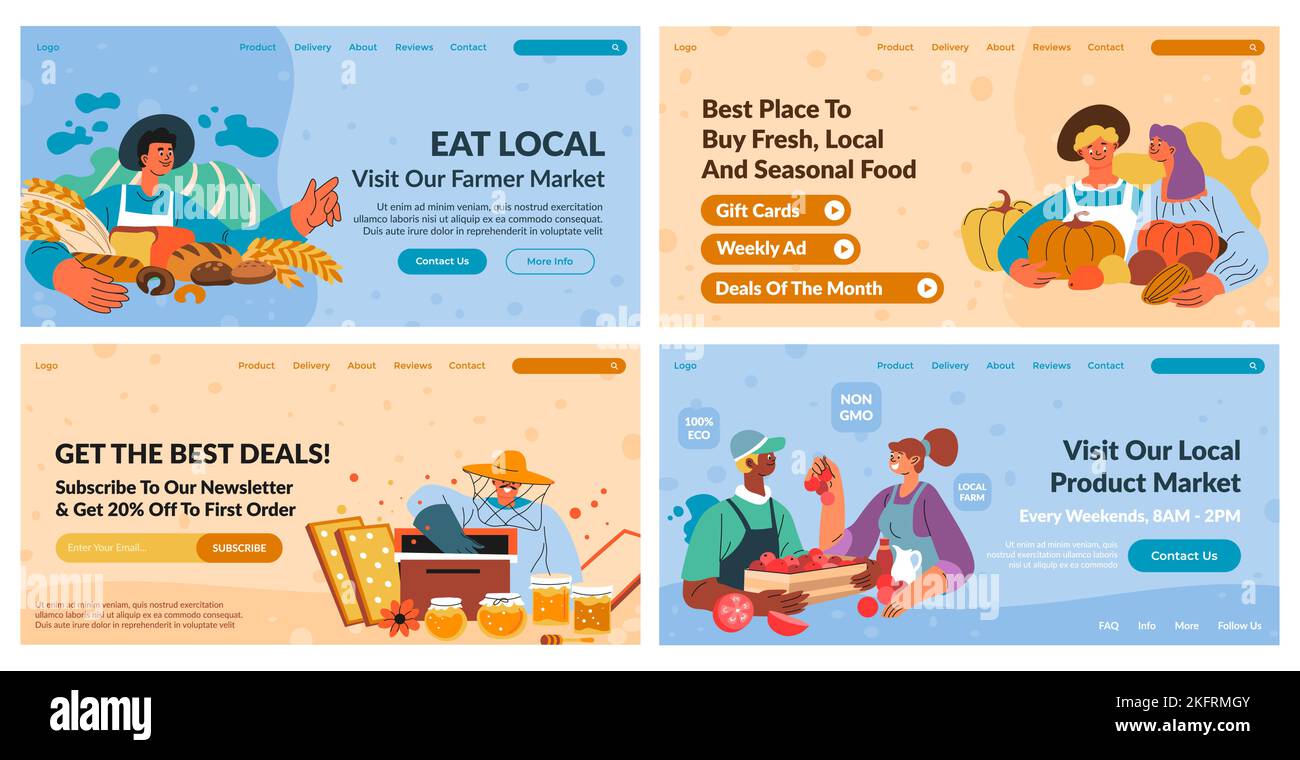 Web banner design set with farmers market ad Stock Vector Image & Art ...