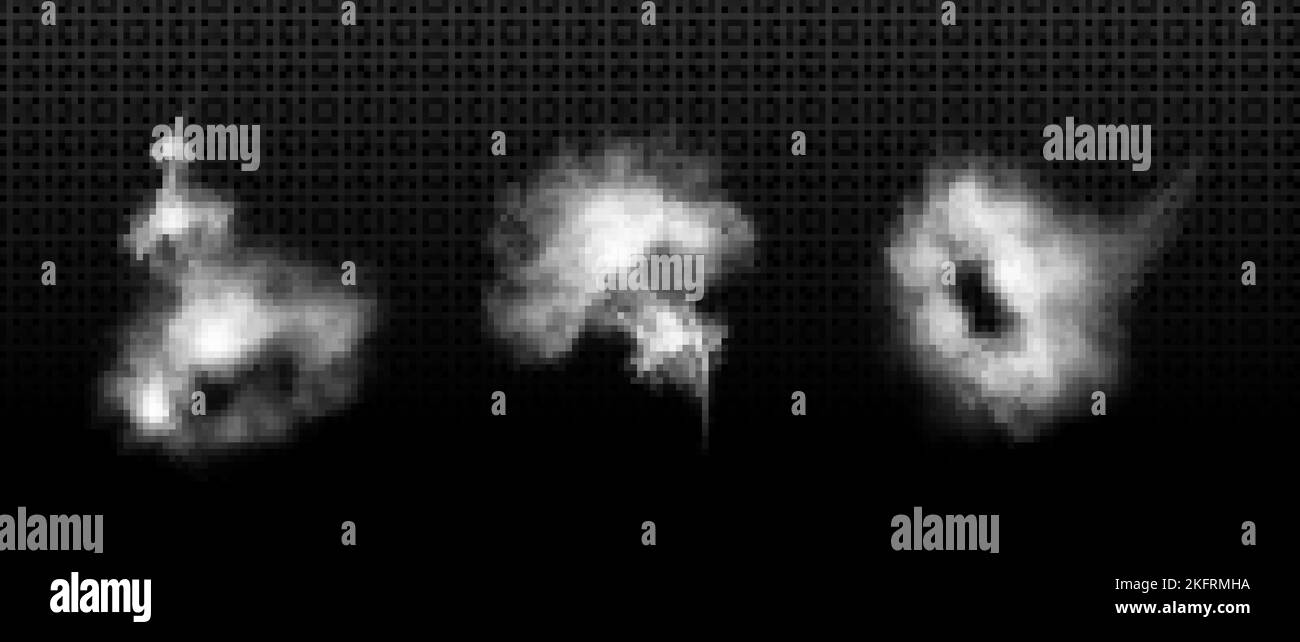 Realistic set of smoke clouds after quick start, jump or rocket launch ...