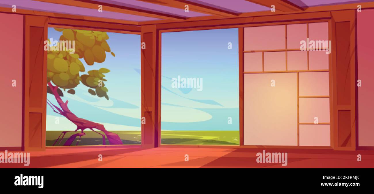 Room interior in traditional japanese house or hotel. Empty dojo or ...