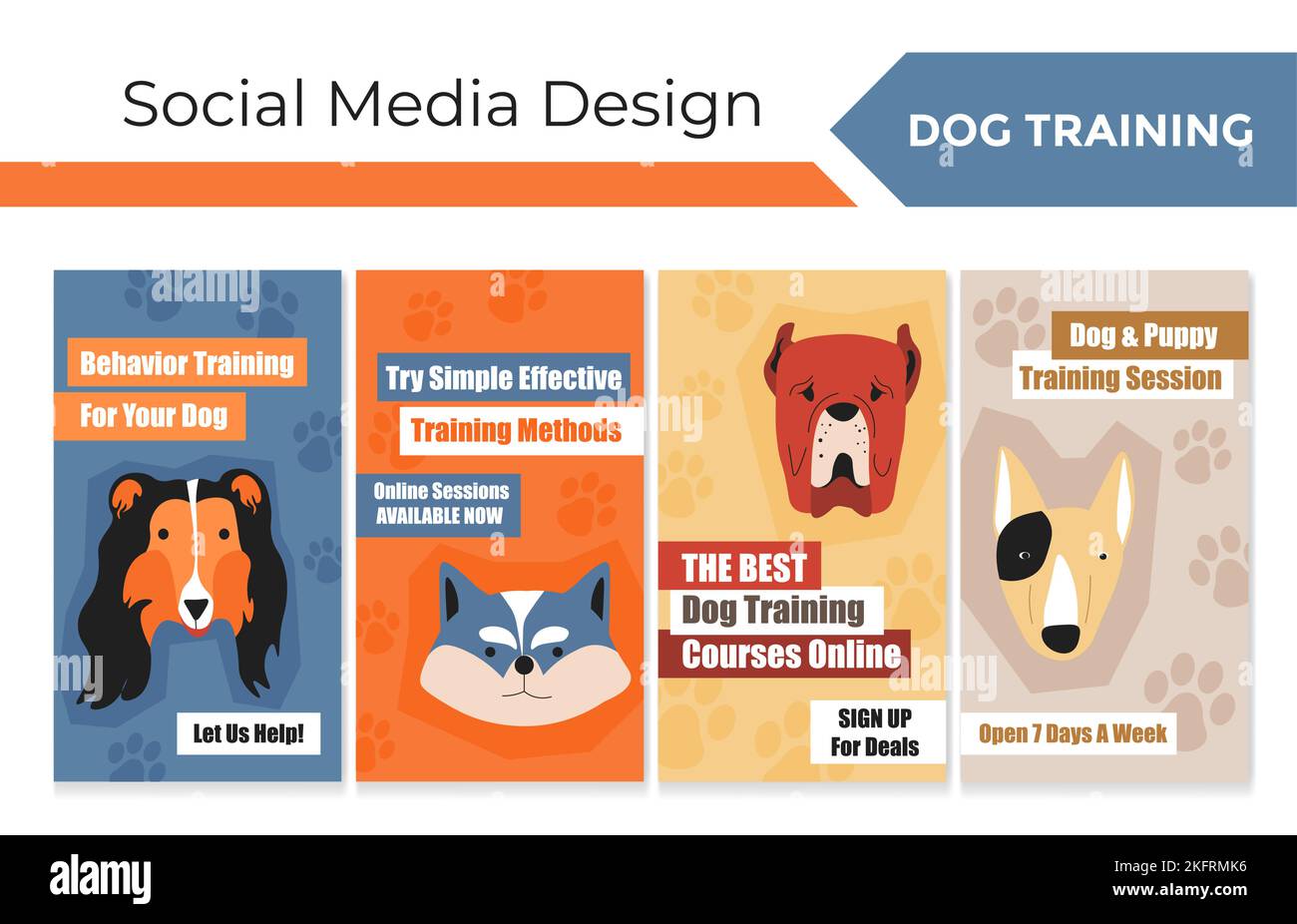 Template social media set with behaviour training ad Stock Vector Image ...