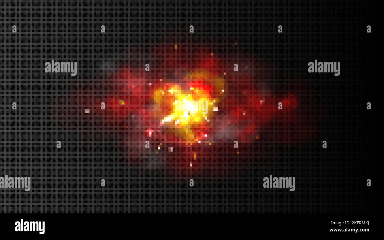 Light effect with red smoke, bomb explosion, weld sparks or metal ...