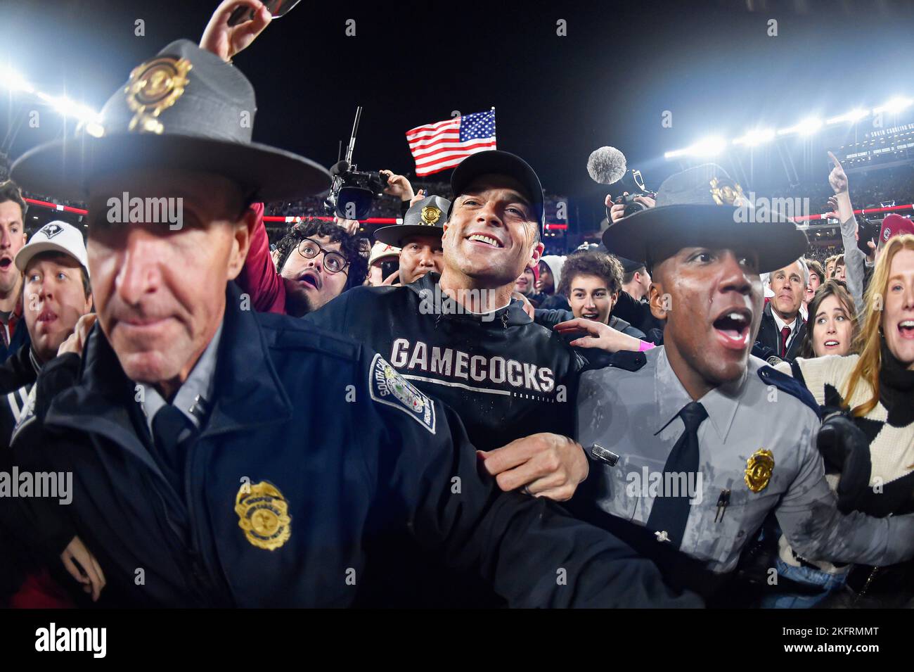 Columbia, SC, USA. 19th Nov, 2022. South Carolina state troopers try to ...