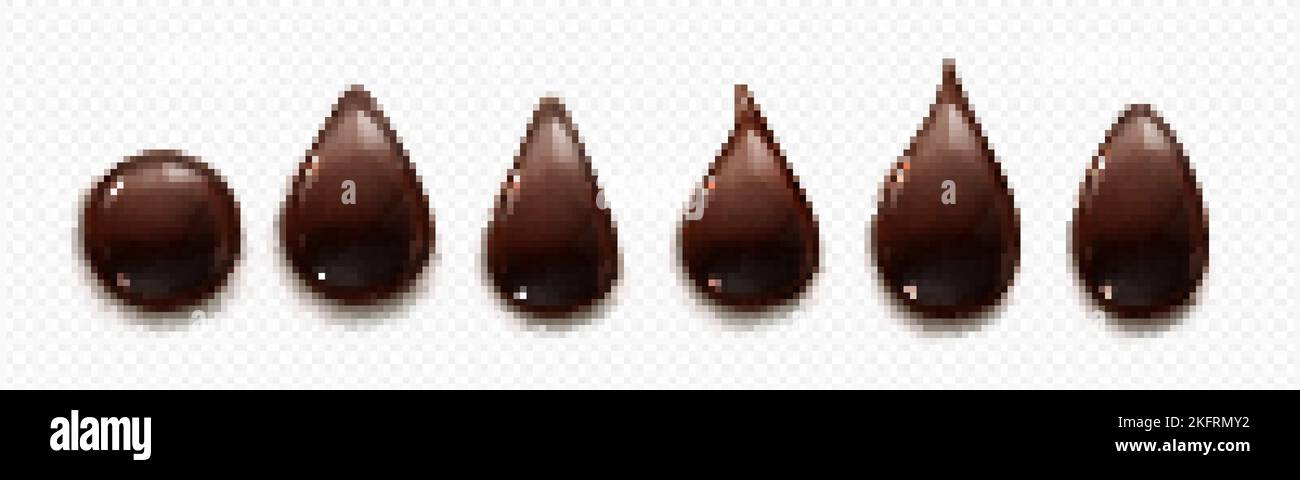 Realistic set of liquid chocolate drops and blots png isolated on ...