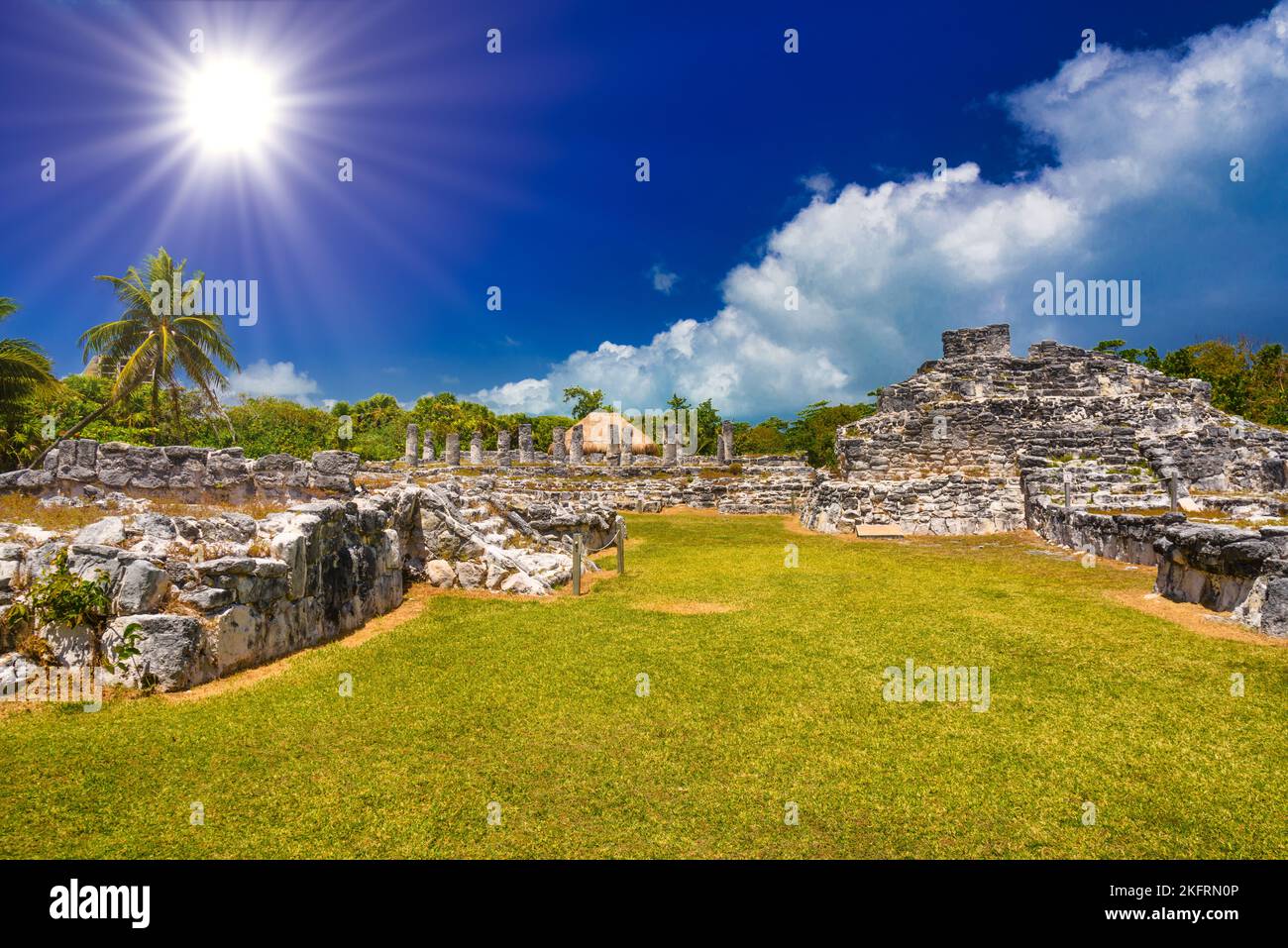 Ancient ruins of Maya in El Rey Archaeological Zone near Cancun ...