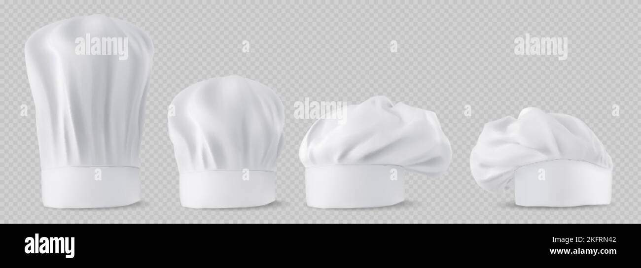Chef hats, cook caps and baker toques realistic mockup. White ...