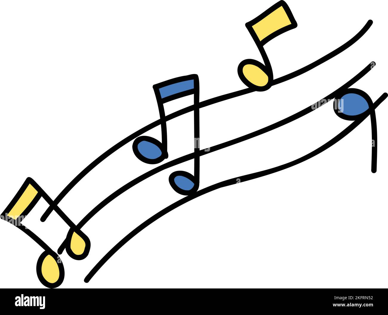 Hand Drawn musical notes illustration isolated on background Stock ...