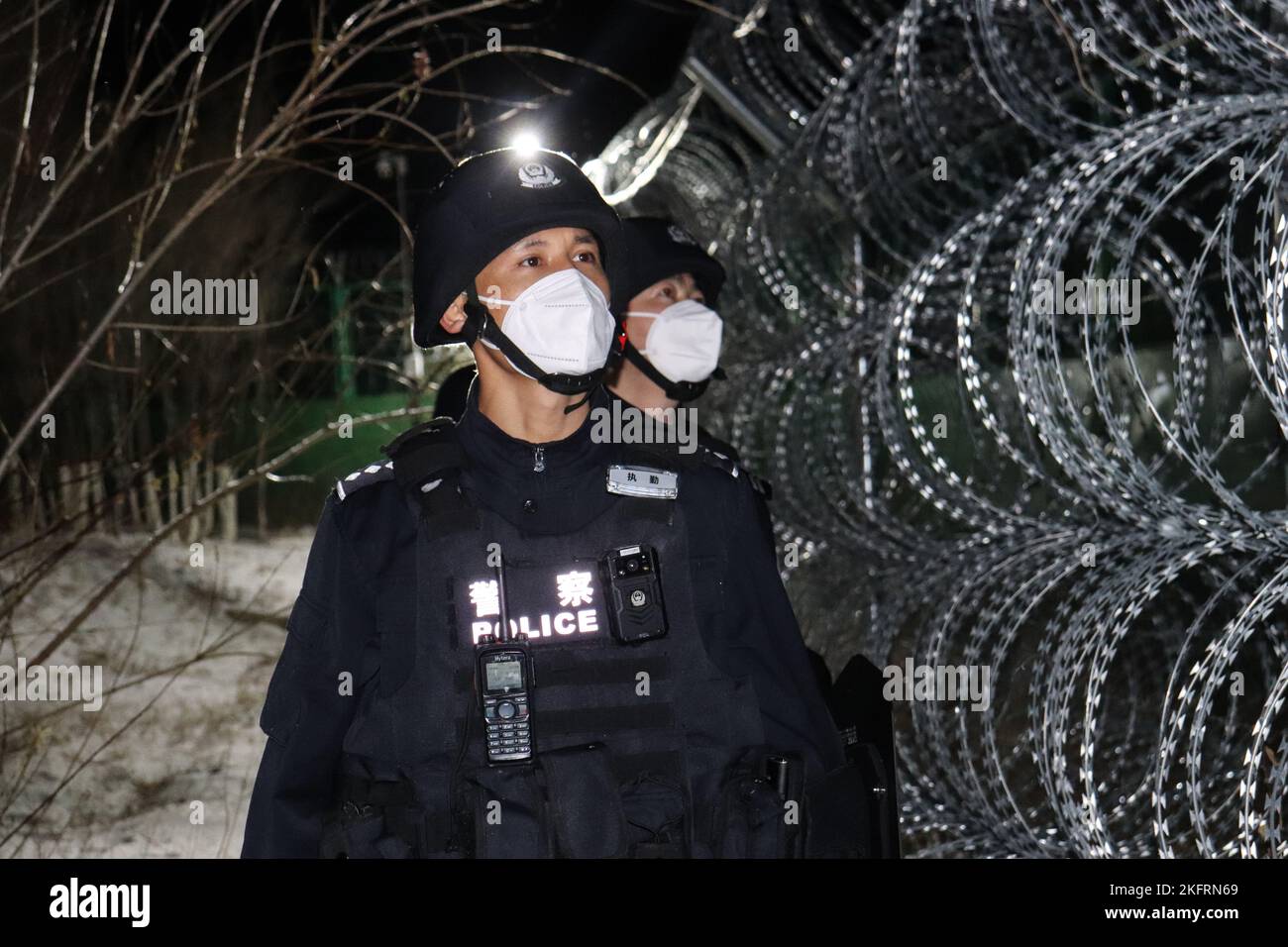 ALTAY, CHINA - NOVEMBER 19, 2022 - Border police patrol at night in ...