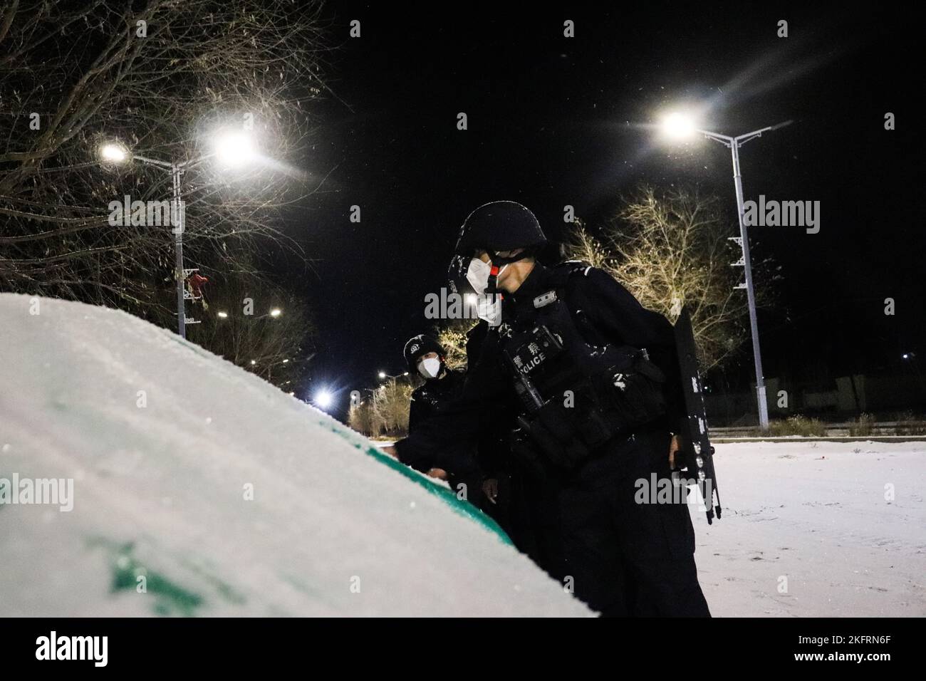 ALTAY, CHINA - NOVEMBER 19, 2022 - Border police patrol at night in ...