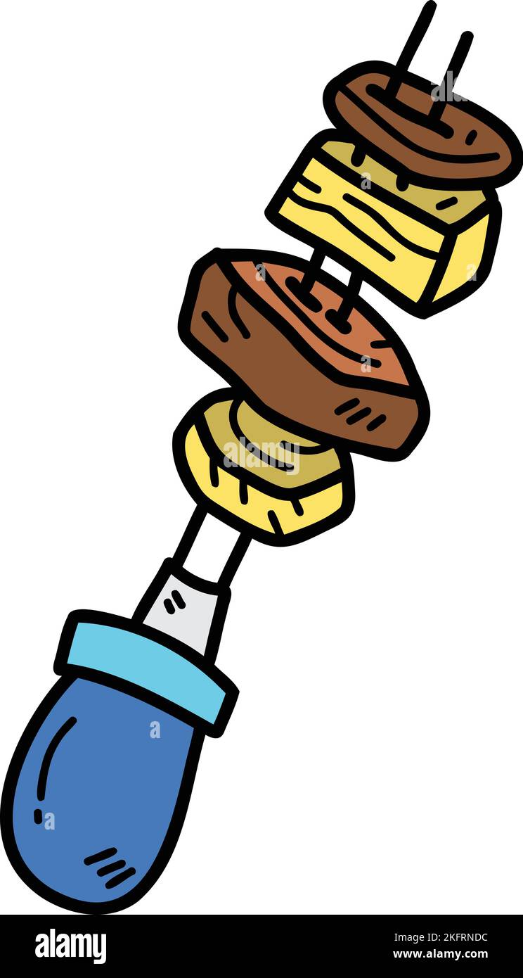Hand Drawn barbeque sticks illustration isolated on background Stock ...