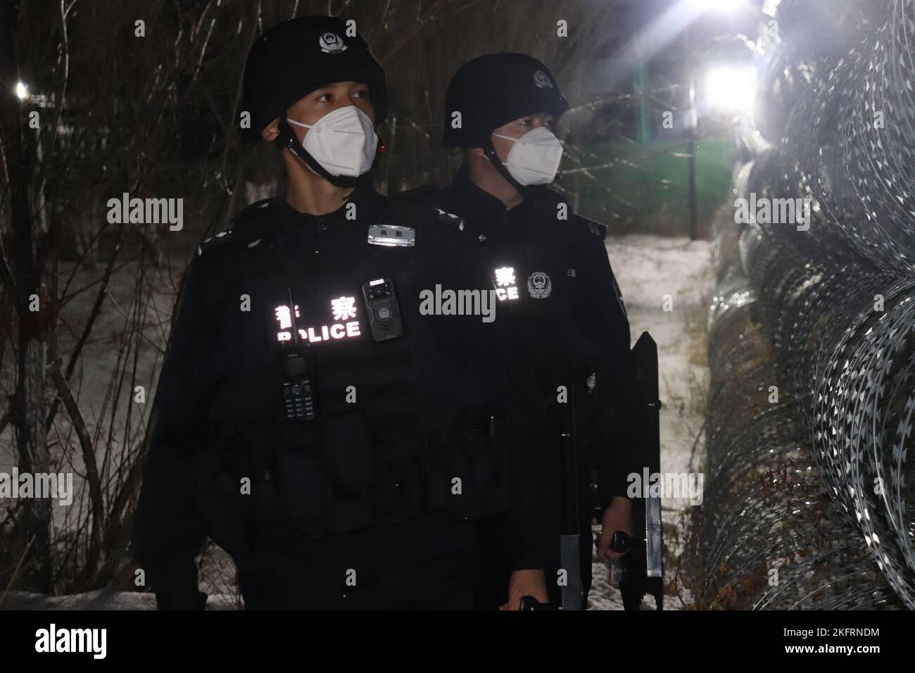 ALTAY, CHINA - NOVEMBER 19, 2022 - Border police patrol at night in ...