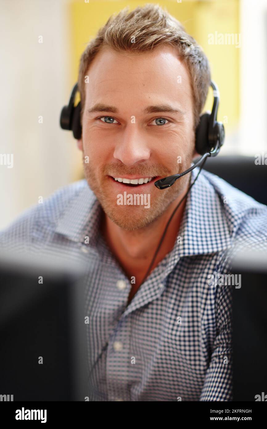 Providing excellent customer support. Portrait of a male customer ...