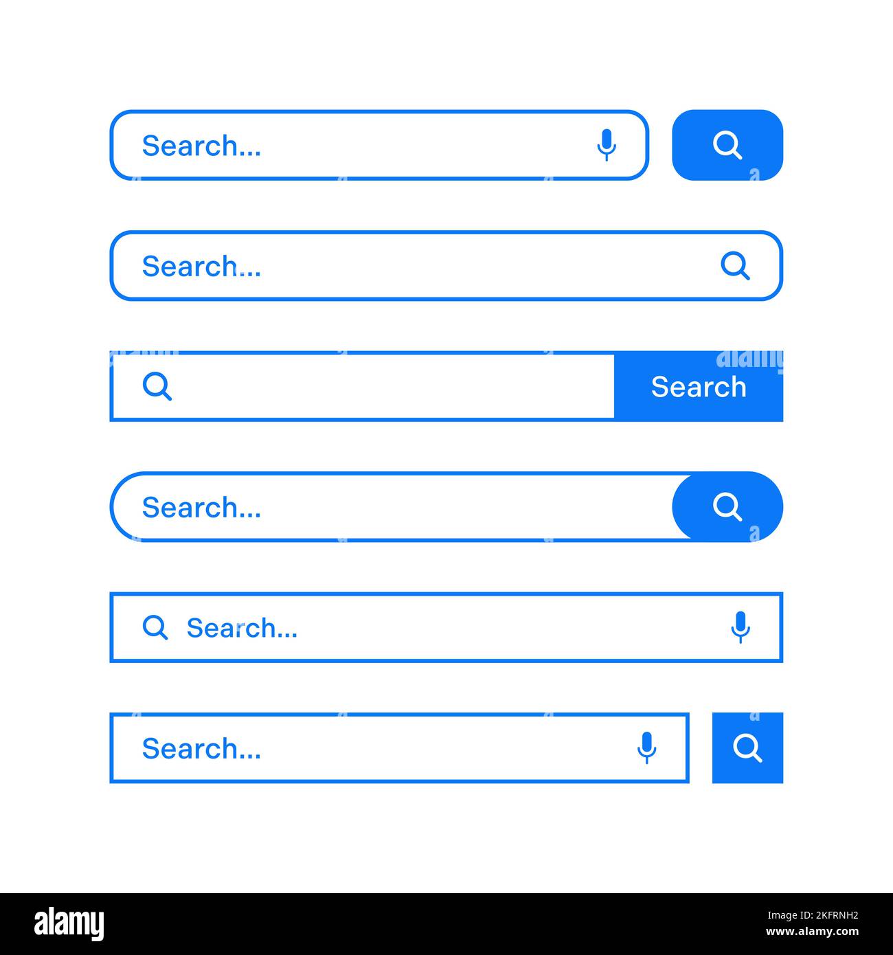 Various search bars with outline border. Internet browser engine with ...