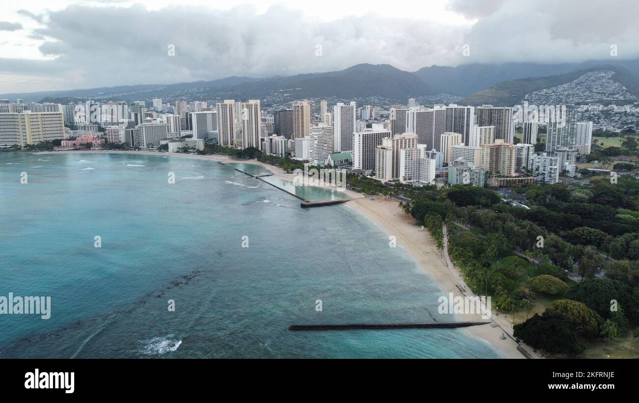 An aerial cityscape along sea shore Stock Photo - Alamy
