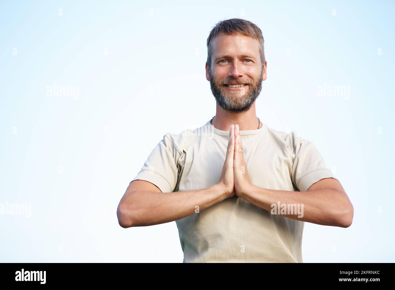 Today I choose to be calm. Portrait of a handsome mature man standing ...