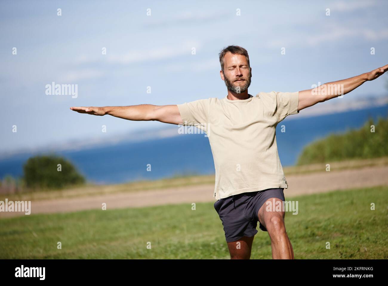 Push yourself a little further everyday. a handsome mature man doing ...