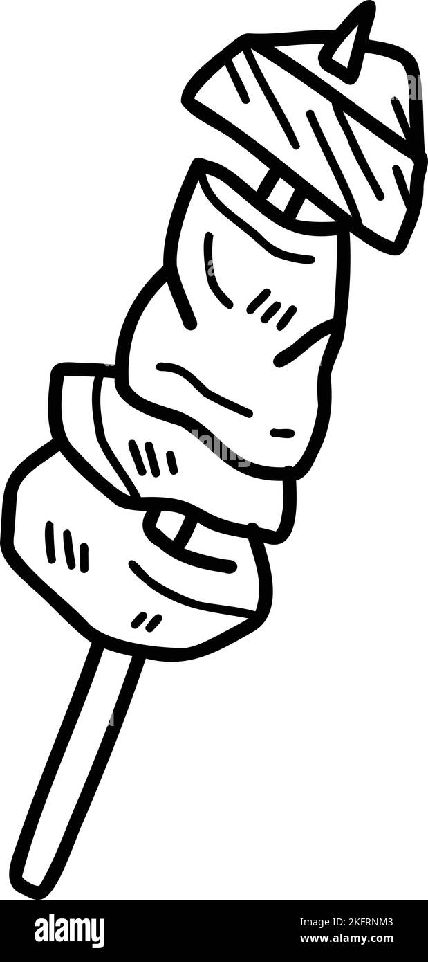 Hand Drawn barbeque sticks illustration isolated on background Stock ...