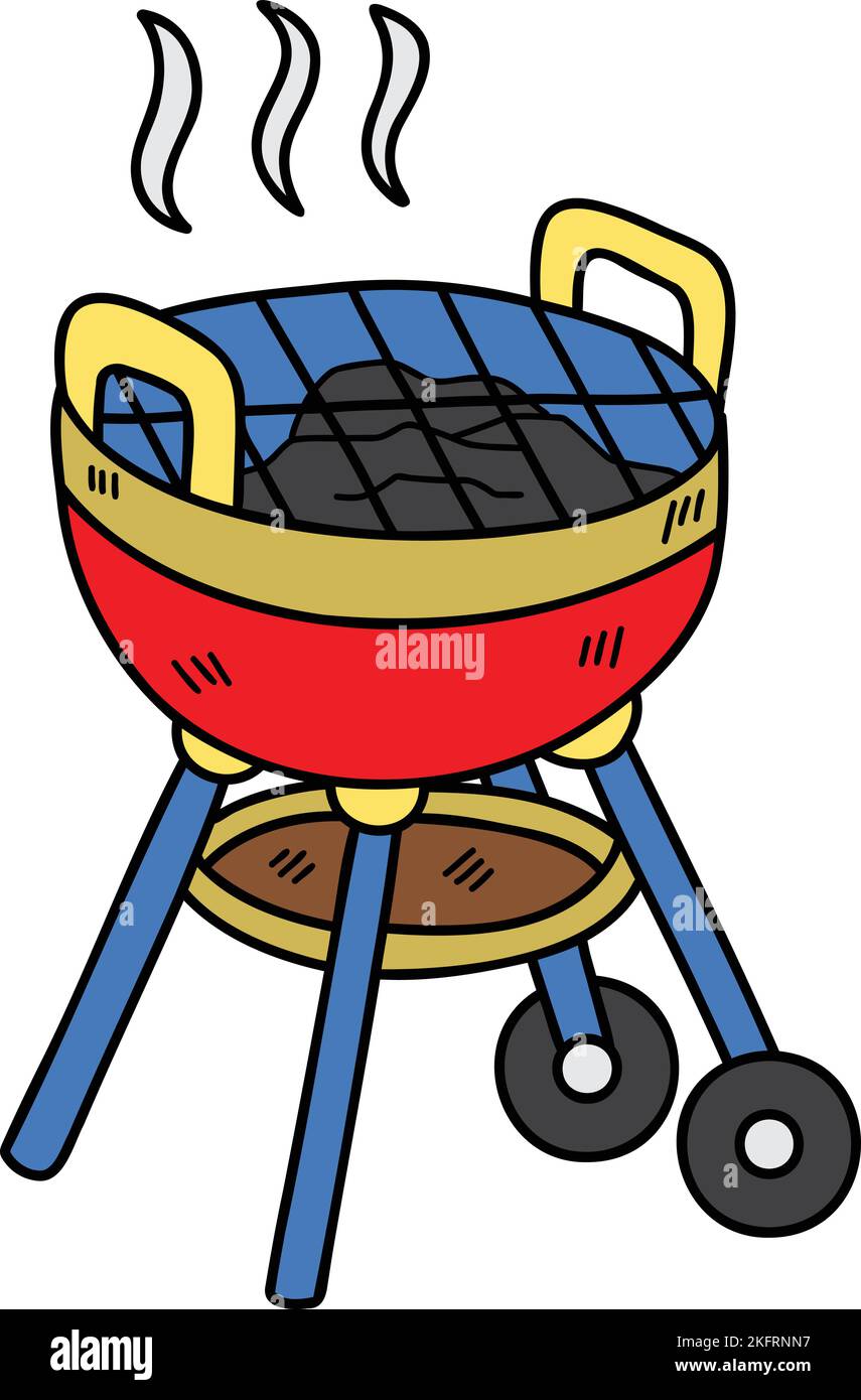 Hand Drawn barbecue grill illustration isolated on background Stock ...