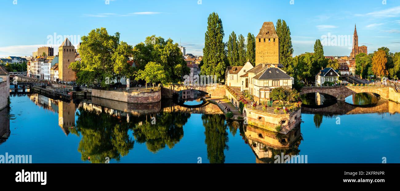 Picturesque panoramic view of Strasbourg overlooking Ponts Couverts ...