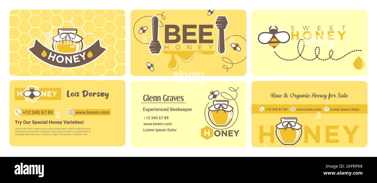 Business card set for local organic honey sale Stock Vector Image & Art ...