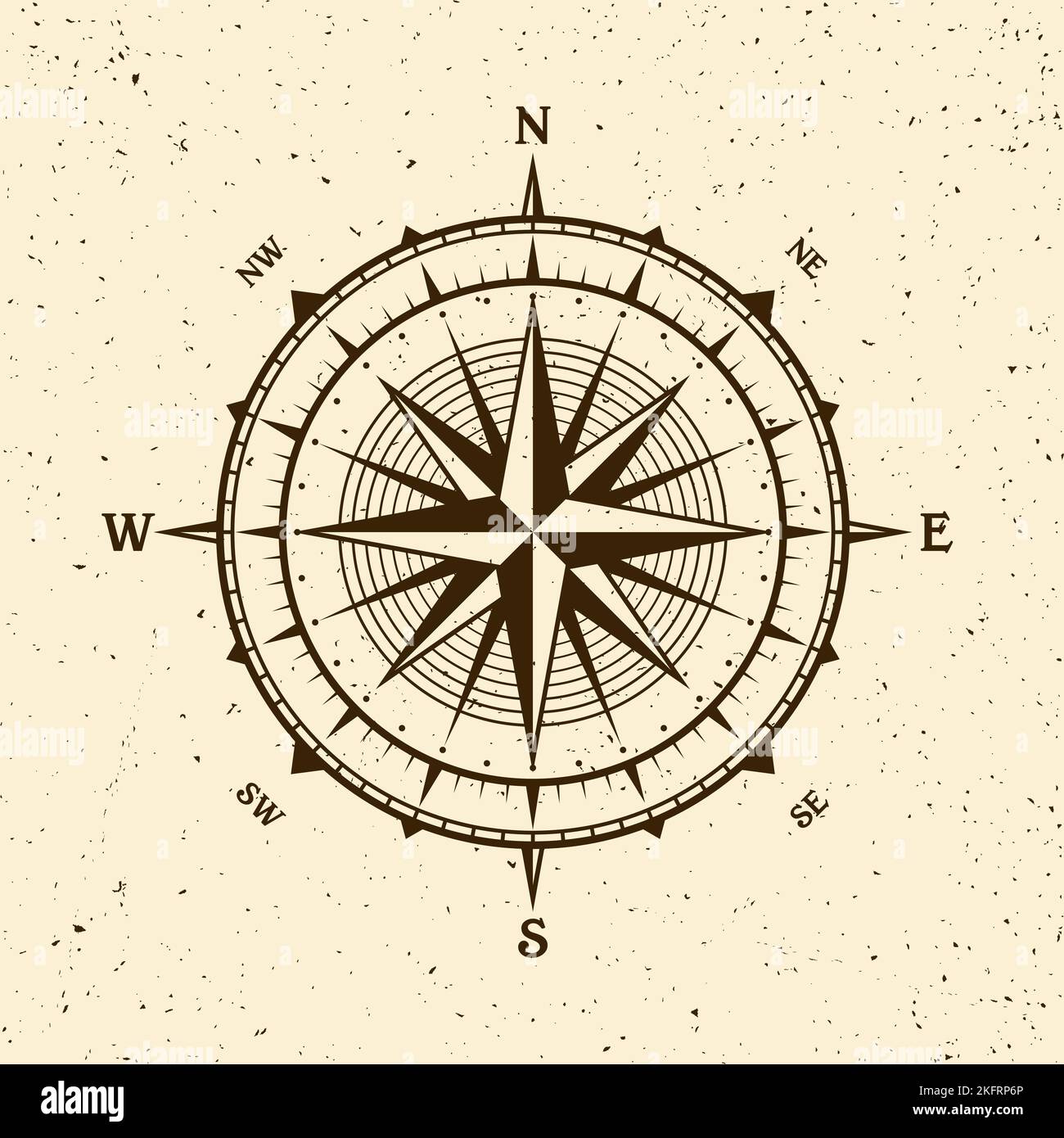 Vintage marine wind rose, nautical chart. Monochrome navigational ...
