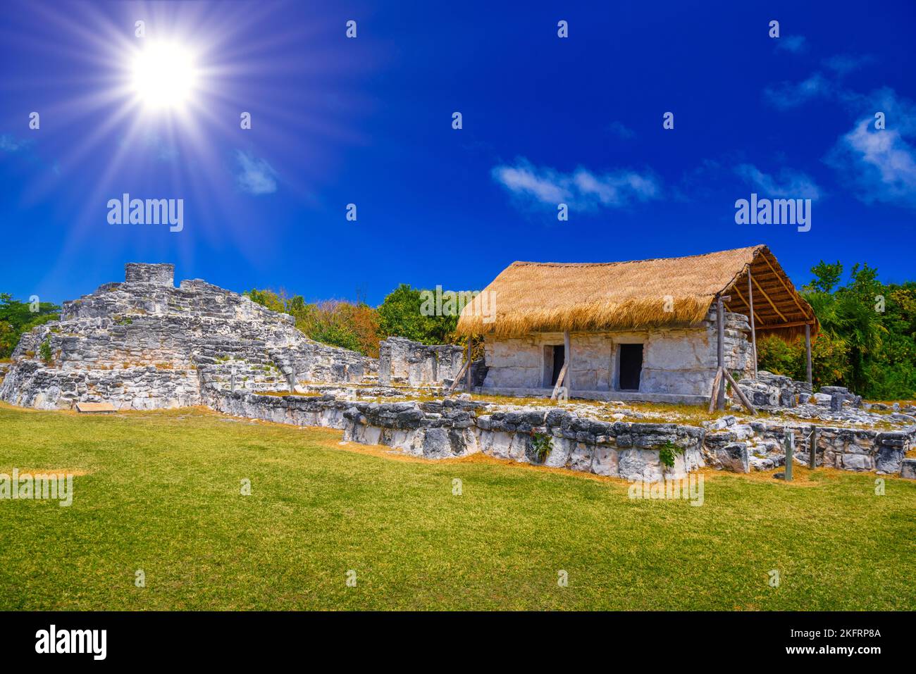 Ancient ruins of Maya in El Rey Archaeological Zone near Cancun ...
