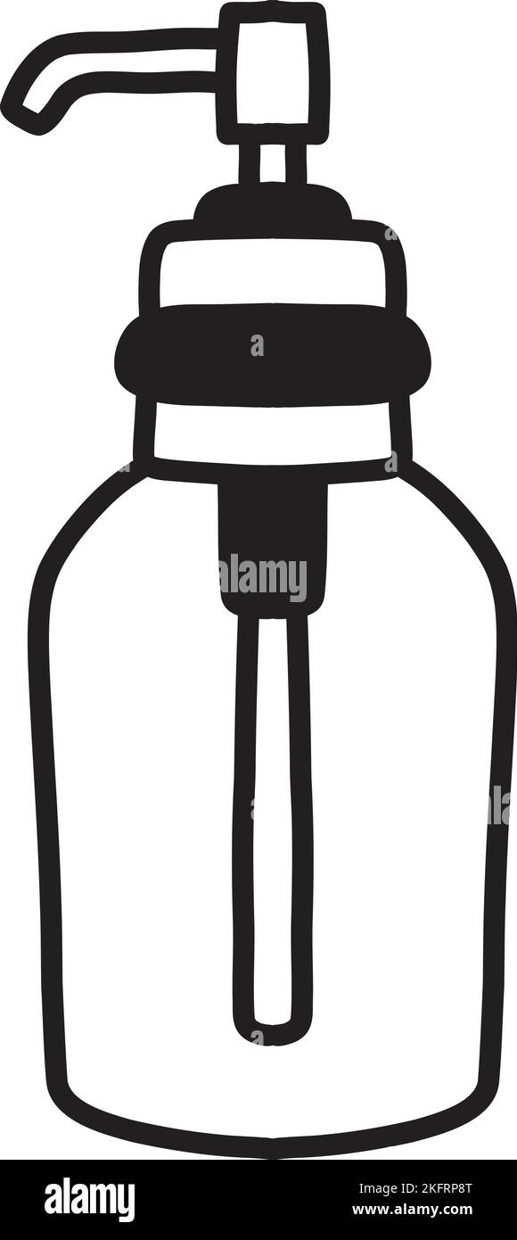 Hand Drawn pump bottle illustration isolated on background Stock Vector ...