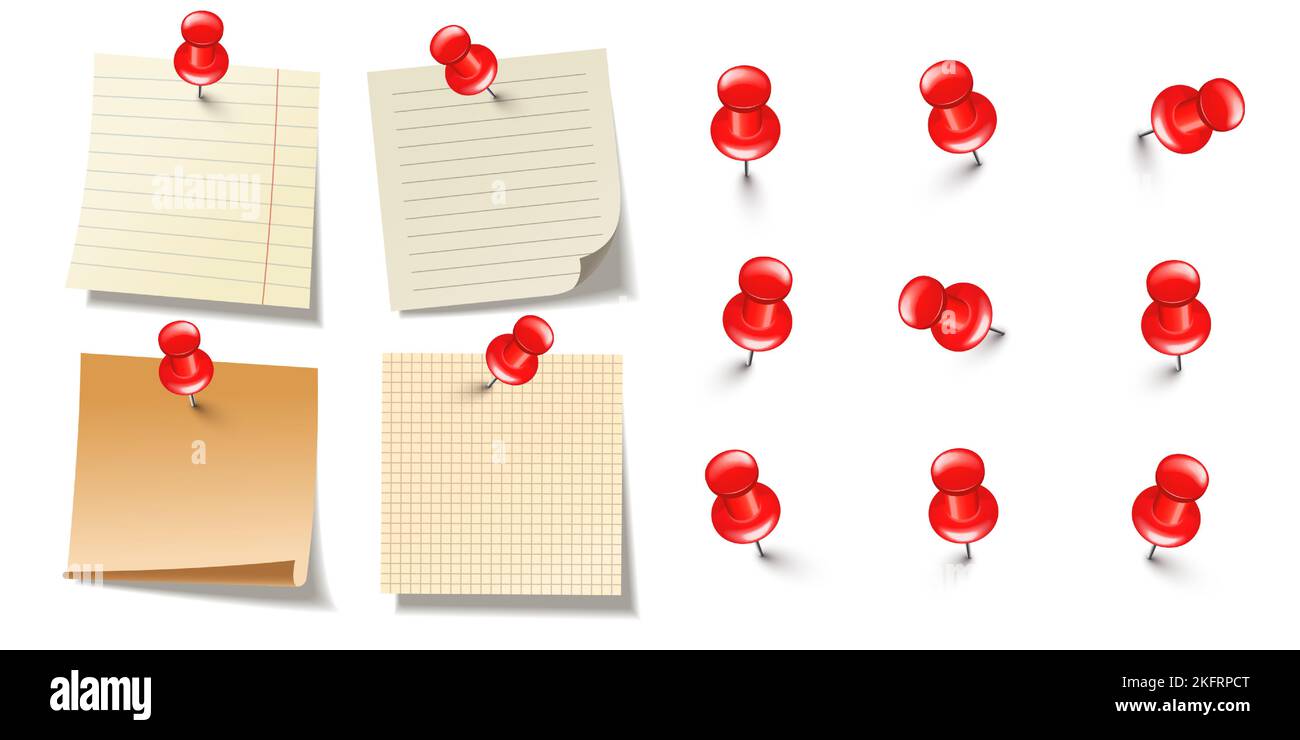 Realistic blank sticky notes isolated on white background. Brown sheets ...