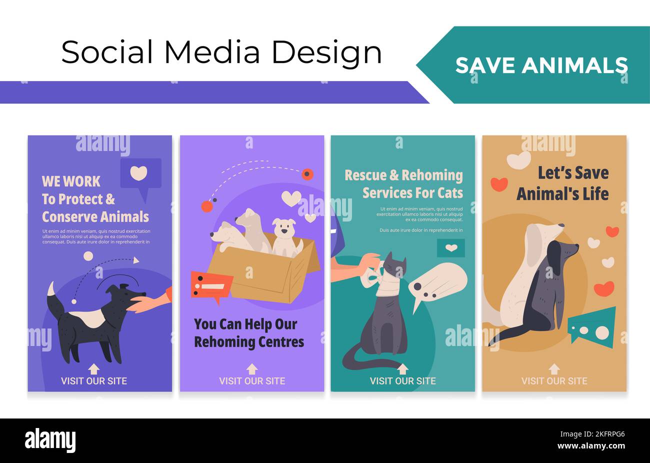 Social media story banner set with animal adoption Stock Vector Image ...