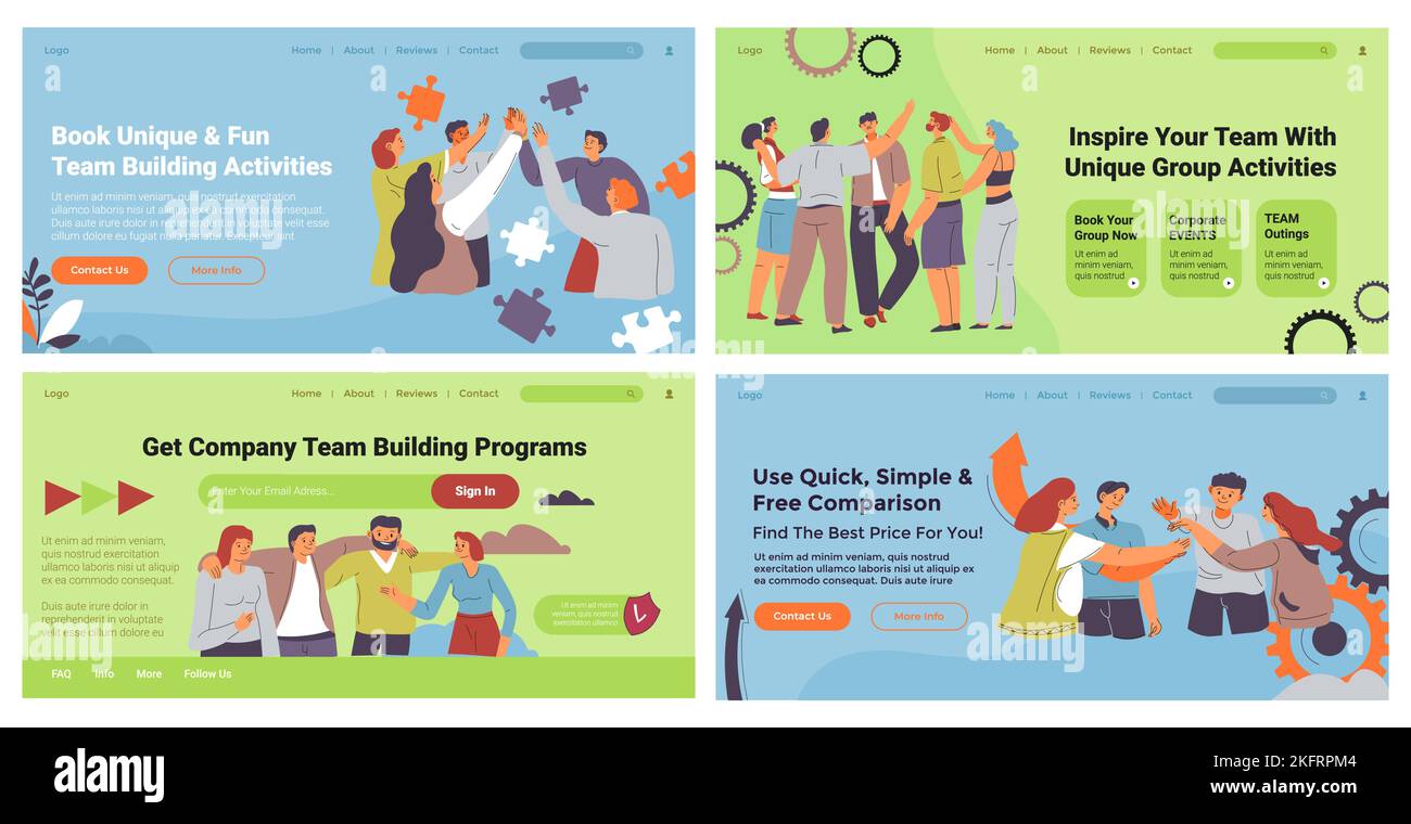 Landin banner set with teambuilding activities Stock Vector Image & Art ...