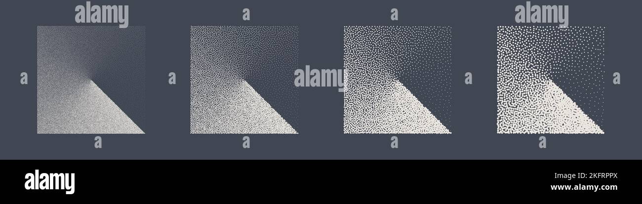 Square shaped dotted objects, stipple elements. Fading gradient ...