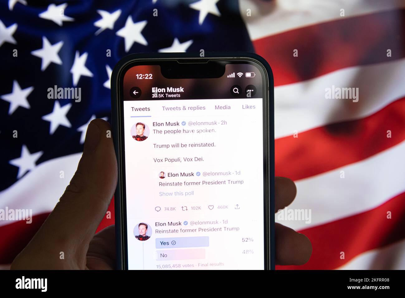 Yokohama, Japan. 20th Nov, 2022. In this photo illustration, Elon Musk ...