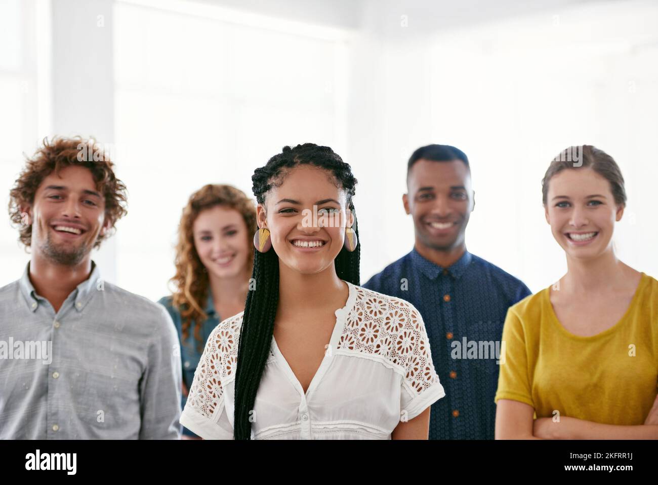 Teamwork makes things happen. Cropped portrait of a diverse group of ...