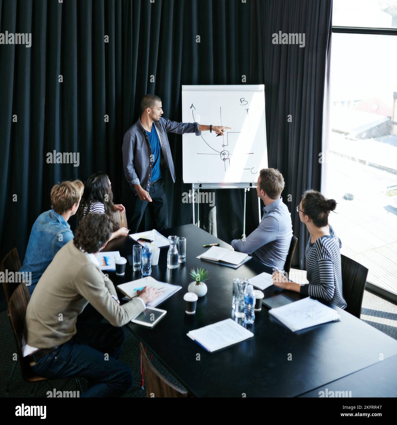 Group around whiteboard in office hi-res stock photography and images ...
