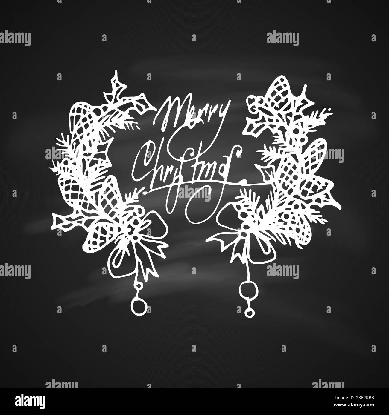 Chalk Drawing Artistic Christmas Doodle Icon. Merry Christmas. New Year ...