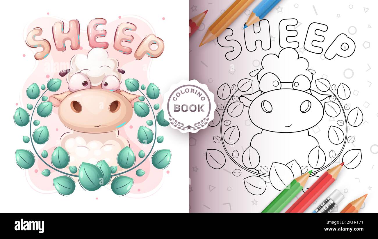Baby lamb coloring page Stock Vector Images - Alamy