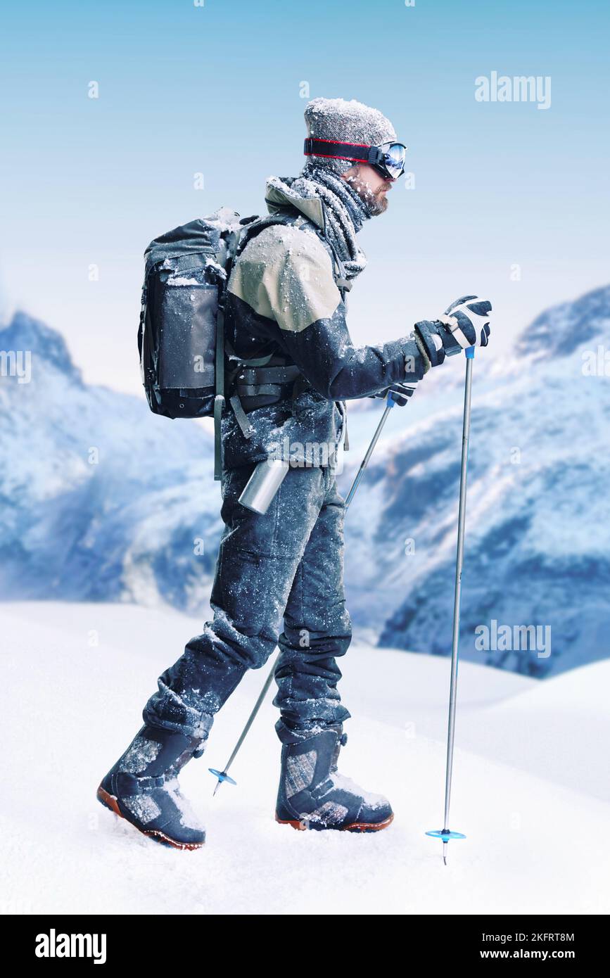 Male hiker standing ice hi-res stock photography and images - Alamy
