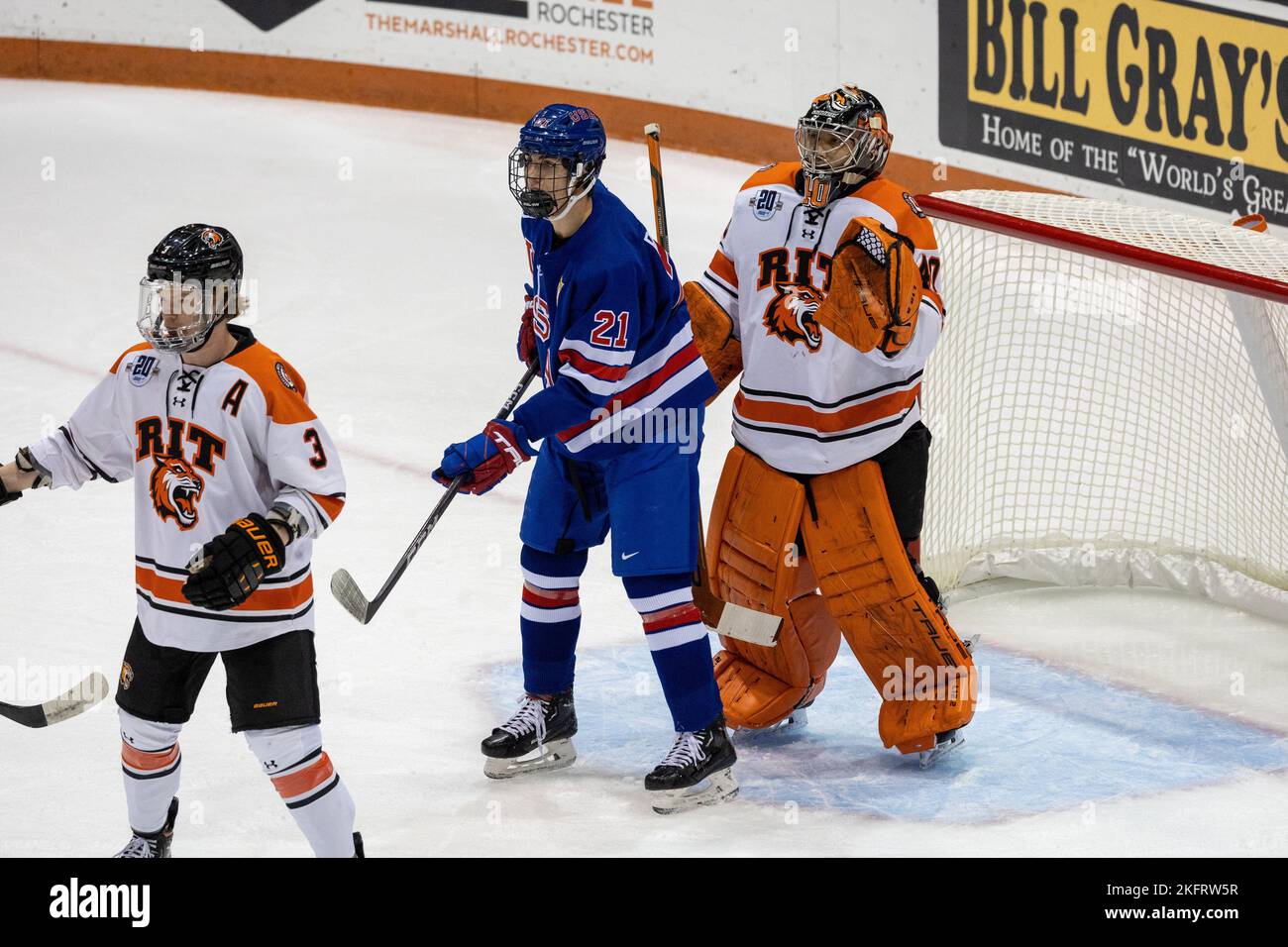 November 19, 2022: Team USA forward Austin Bernevik (21) screens RIT ...