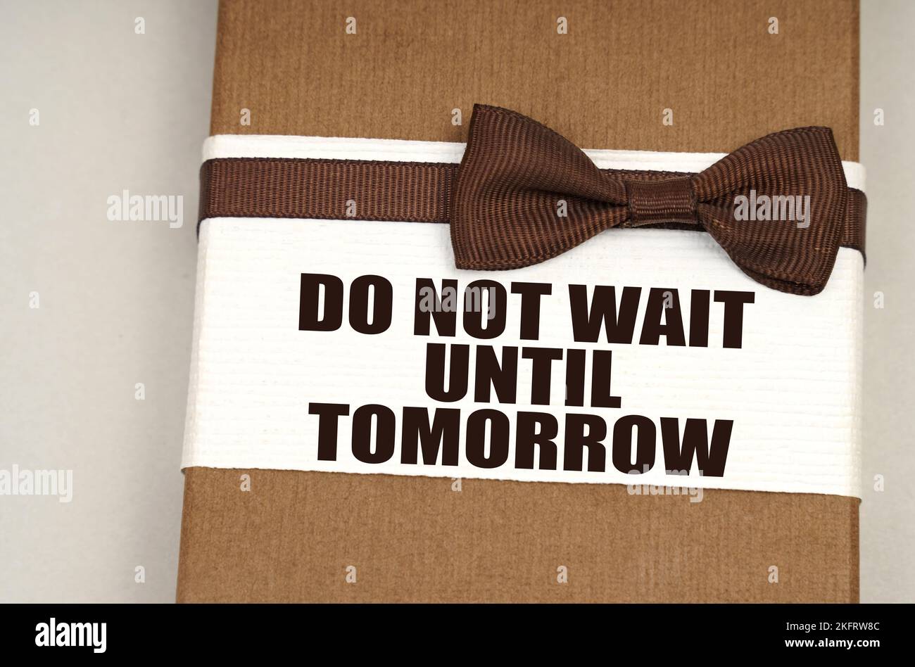 Finance and business concept. On the packing box with a bow-tie the ...