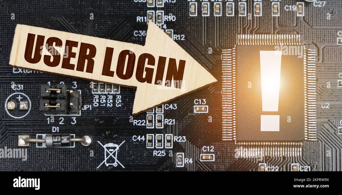 Internet and security concept. On the computer board, a microcircuit ...